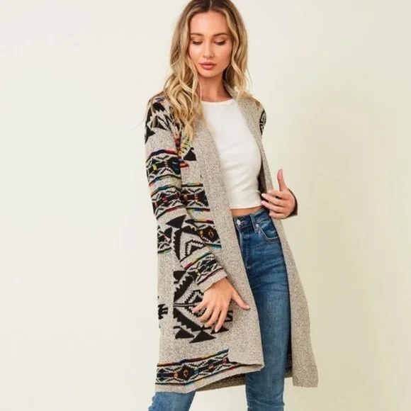 Anthropologie | Sweaters | Northern Angel Boho Aztec Tribal Rainbow ...